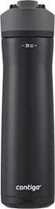 contigo cortland chill 2.0 stainless steel insulated water bottle, 24 oz, licorice - autoseal spill-proof lid great for on the go - keep drinks hot/cold - fits most cup holders - includes carry handle