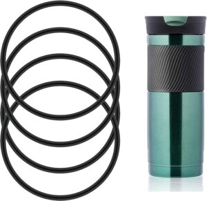 4pcs black replacement gasket for contigo snapseal byron travel mug 16oz & 20oz, silicone lid seal leak-proof for contigo coffee travel tumbler glassware and drinkware