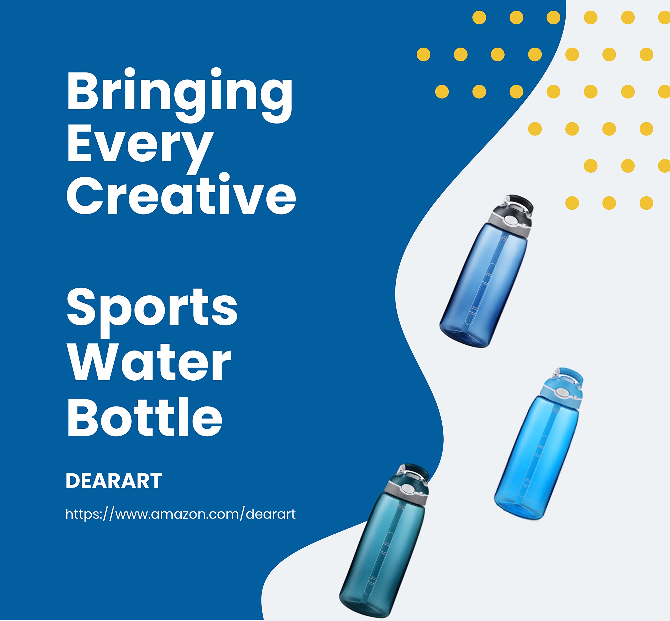 DEARART 32oz Dark Cyan Water Bottles With Narrow Straw, BPA FREE and Hidden Cup Mouth, Summer Clear Bottle With Handle, Suit Office Sports Work Gym Yoga Traveling etc.