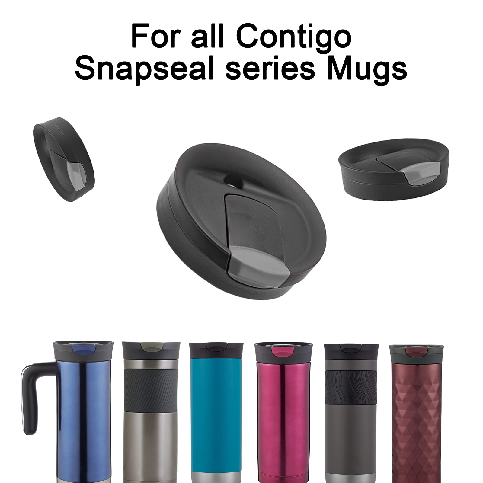 BOSORIO 2 Gaskets and 2 Stoppers Compatible with Contigo Snapseal Byron Travel Mug 16oz & 20oz Replacement Rubber Seal for Contigo Snapseal Lid, Silicone Part for Contigo Coffee Travel Tumbler