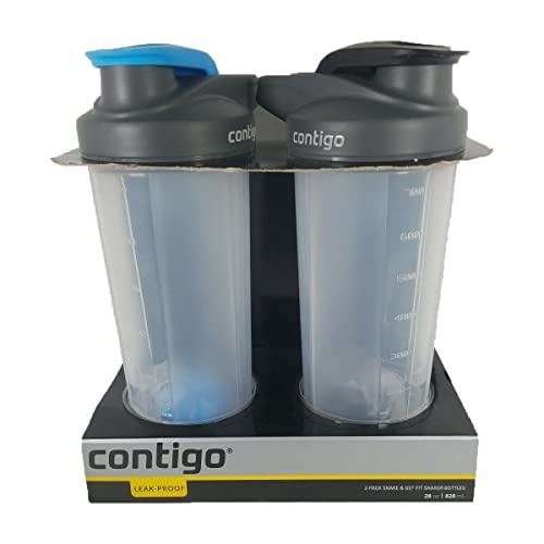 Contigo 28oz Leak Proof Protein Shaker Water Bottles, Fitness Drinks to Go, 2 Pack