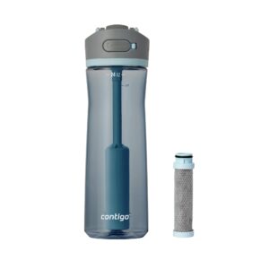 Contigo Wells Plastic Filter Water Bottle with Leak-Proof Straw Lid and Replacement Filter