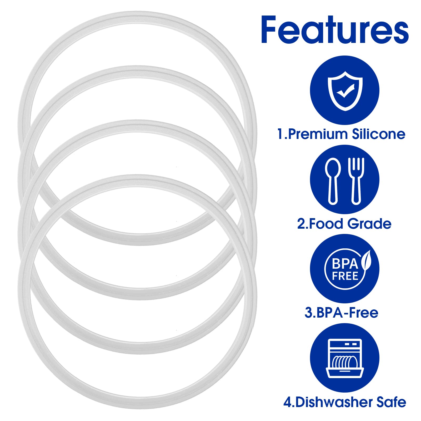 4PCS Replacement Rubber Lid Seals for 16oz & 20oz Contigo Snapseal Byron Travel Mug O Shaped Resealable Lid Gasket Replacement Soft Part Compatible with Contigo Coffee Travel Tumbler (white)