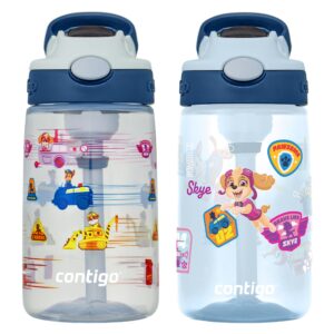 Contigo Paw Patrol Kids Plastic Water Bottles with Spill-Proof Lids (14oz, 2-Pack)