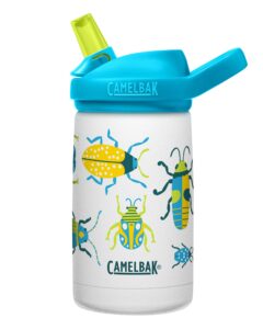 camelbak eddy+ kids water bottle with straw, insulated stainless steel - leak-proof when closed, 12oz, bugs!