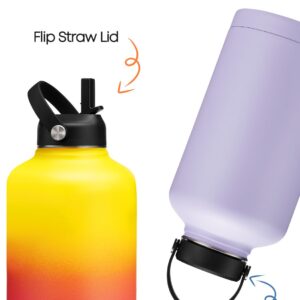 Half Gallon Insulated Water Bottle - Combo Carrier Bag with Strap, Paracord Handle, Straw & Flex Cap, Silicon Bottle Boot, Large Water Bottles 64 oz, Sweat Proof Metal Vacuum Flasks 1/2 Gallon Jug