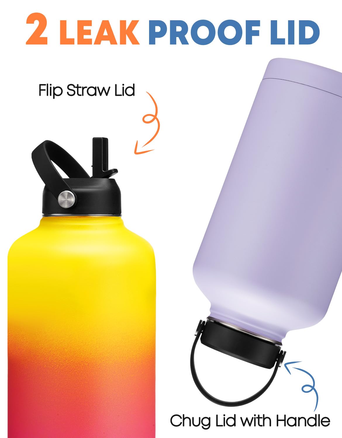 Half Gallon Insulated Water Bottle - Combo Carrier Bag with Strap, Paracord Handle, Straw & Flex Cap, Silicon Bottle Boot, Large Water Bottles 64 oz, Sweat Proof Metal Vacuum Flasks 1/2 Gallon Jug