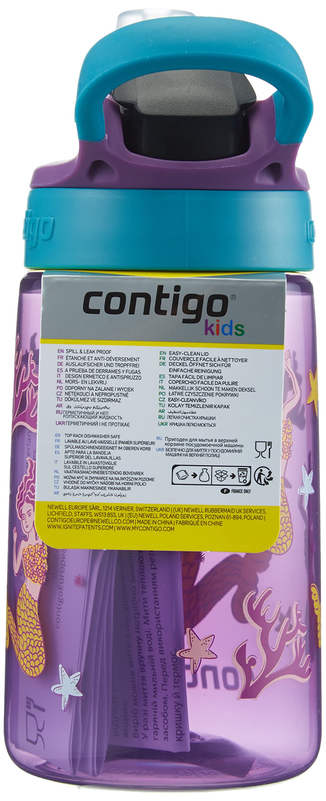 Contigo Kids’ Easy-Clean AUTOSPOUT Straw Water Bottle; BPA-free, robust water bottle; 100% leak-proof; easy-clean; ideal for daycare, preschool, school and sports; 14 oz