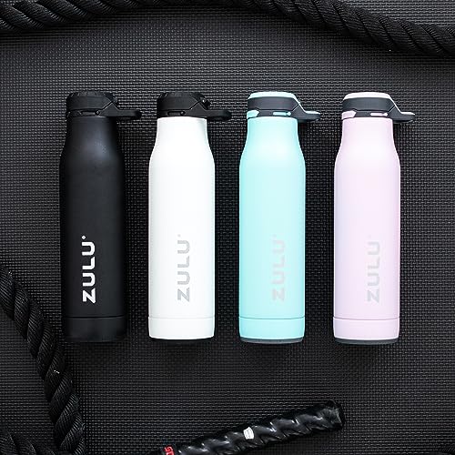 ZULU Ace 24oz Vacuum Insulated Stainless Steel Water Bottle with Chug Spout, Leak-Proof Locking Lid and Removable Base, Metal Reusable Bottle for Sports Gym Travel, Pink Cashmere