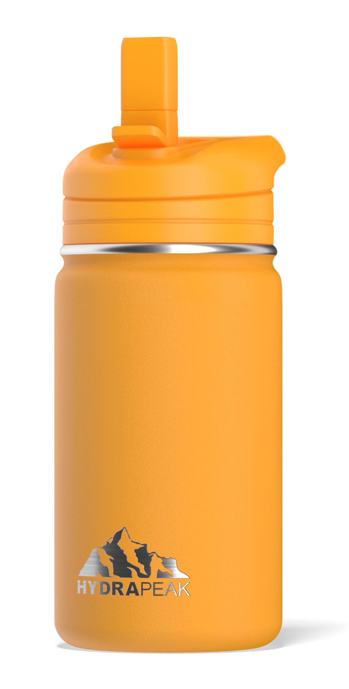 Hydrapeak Mini 14oz Kids Water Bottle with Straw Lid, Stainless Steel Double Wall Insulated Water Bottle for Kids | Leak-Proof and Spill-Proof Kids Water Bottle for School, 24 Hours Cold (Mango)