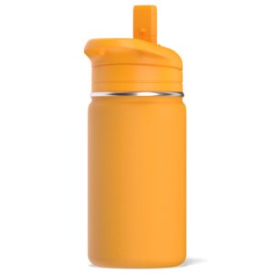 Hydrapeak Mini 14oz Kids Water Bottle with Straw Lid, Stainless Steel Double Wall Insulated Water Bottle for Kids | Leak-Proof and Spill-Proof Kids Water Bottle for School, 24 Hours Cold (Mango)