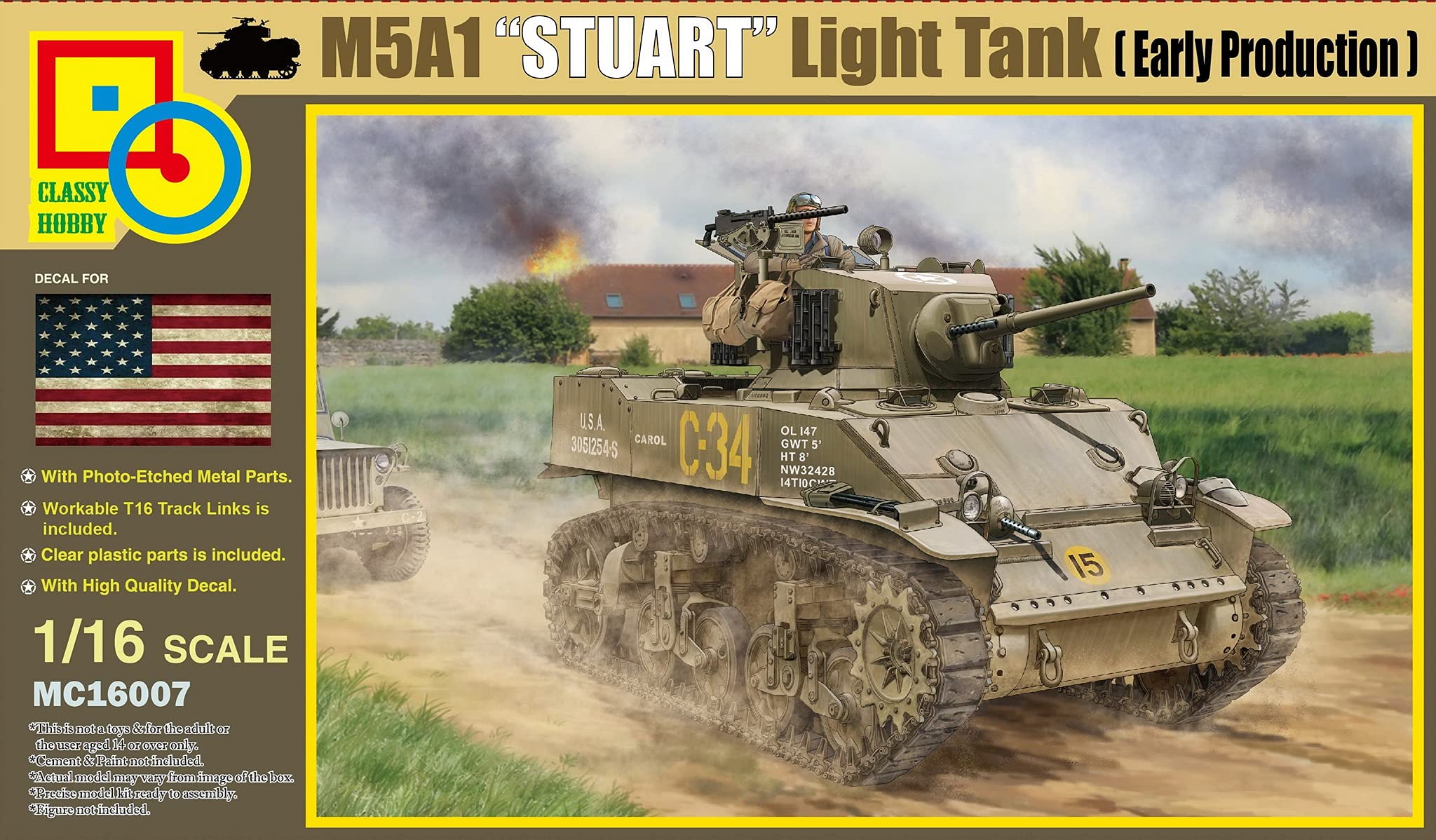 CLH16007 1:16 Classy Hobby M5A1 Stuart Early [Model Building KIT]