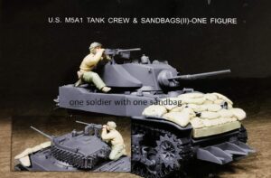 xingchang assembly unpainted scale 1/35 u.s. m5a1 tank crew & sandbags one figure figure historical resin model miniature kit