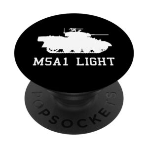 wwii us tank m5a1 light silhouette popsockets popgrip: swappable grip for phones & tablets