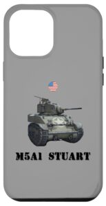 iphone 12 pro max m5a1 stuart, usa light tank ww2 military machinery case