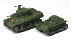 s-model china pla captured type 97 & m5a1 m5a1 stuart light tank 2 vehicles set 1/72 abs tank pre-builded model