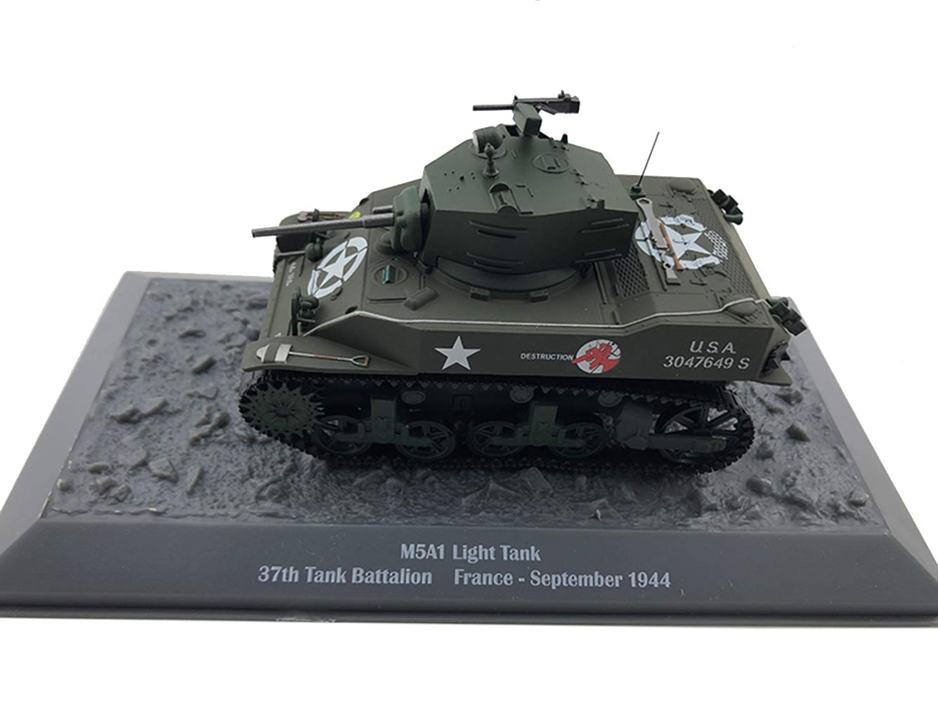 SY-Heat Alloy Tank Model, Military Tank Model M5A1 Light Tank 37Th Tank Battalion Memorial 1/43 Simulation Decoration Commemorative