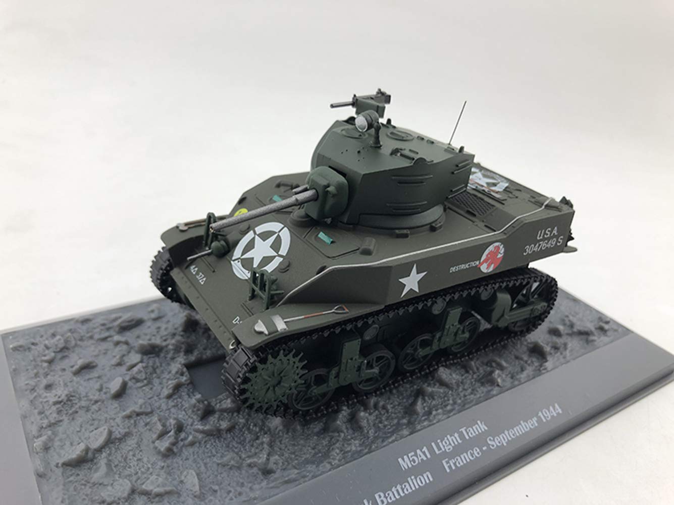 SY-Heat Alloy Tank Model, Military Tank Model M5A1 Light Tank 37Th Tank Battalion Memorial 1/43 Simulation Decoration Commemorative