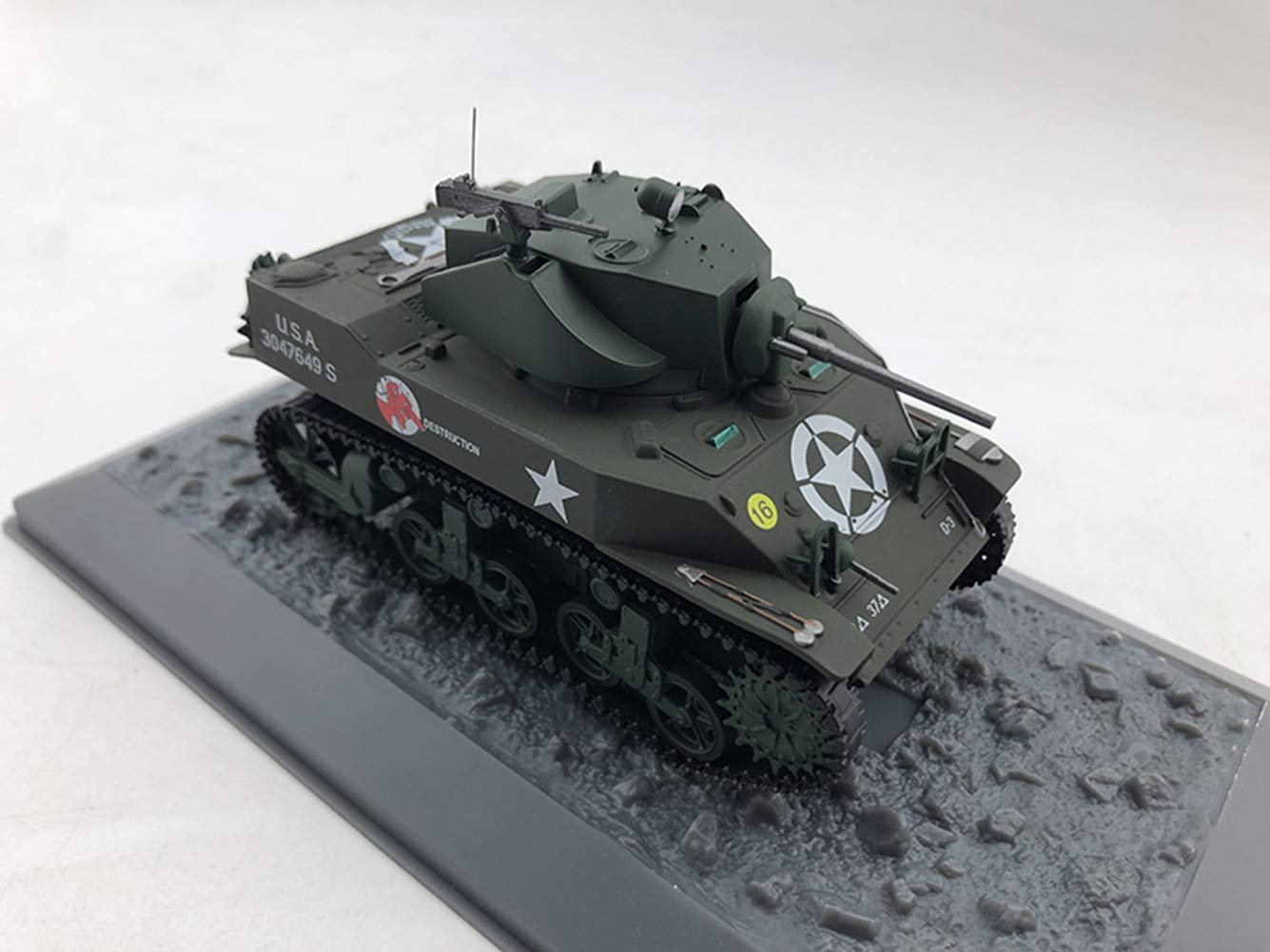 SY-Heat Alloy Tank Model, Military Tank Model M5A1 Light Tank 37Th Tank Battalion Memorial 1/43 Simulation Decoration Commemorative