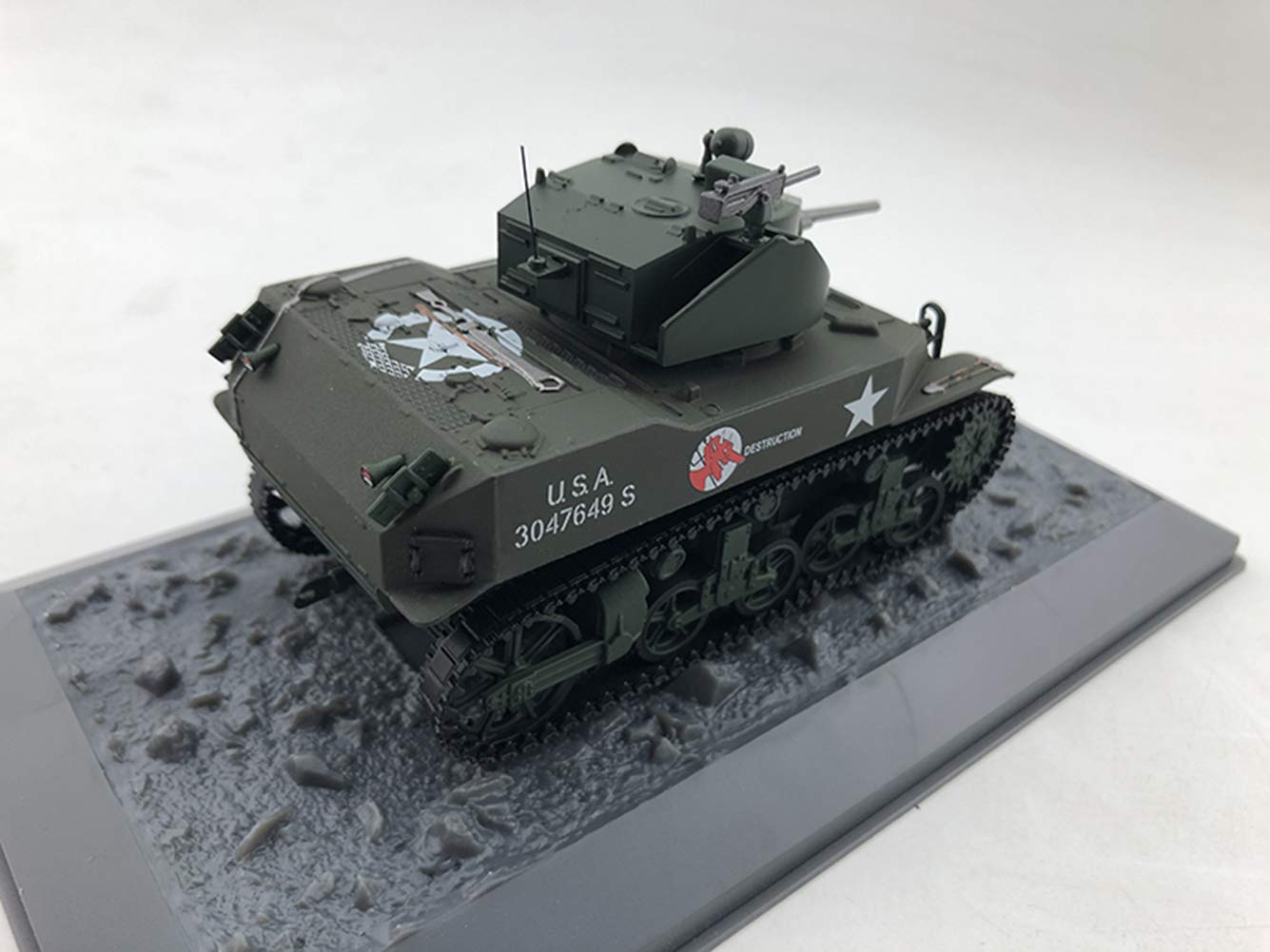 SY-Heat Alloy Tank Model, Military Tank Model M5A1 Light Tank 37Th Tank Battalion Memorial 1/43 Simulation Decoration Commemorative