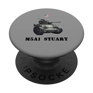 m5a1 stuart, usa light tank ww2 military machinery popsockets swappable popgrip