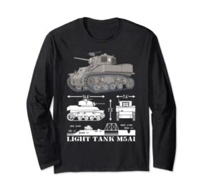 m5a1 light tank american ww2 tanks infographic diagram long sleeve t-shirt