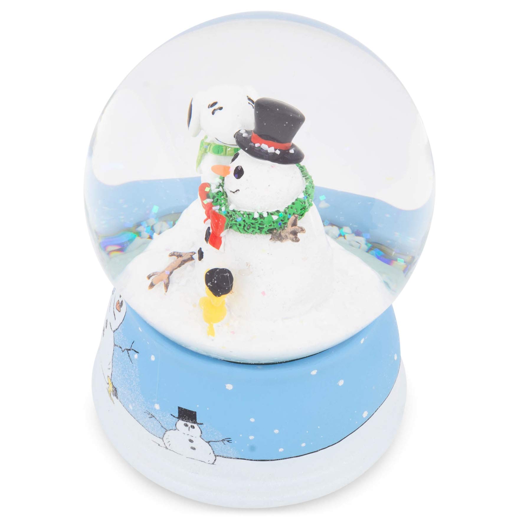 Roman Snoopy and Woodstock with Snowman Musical Snowdome 5.5 Inch Multicolor