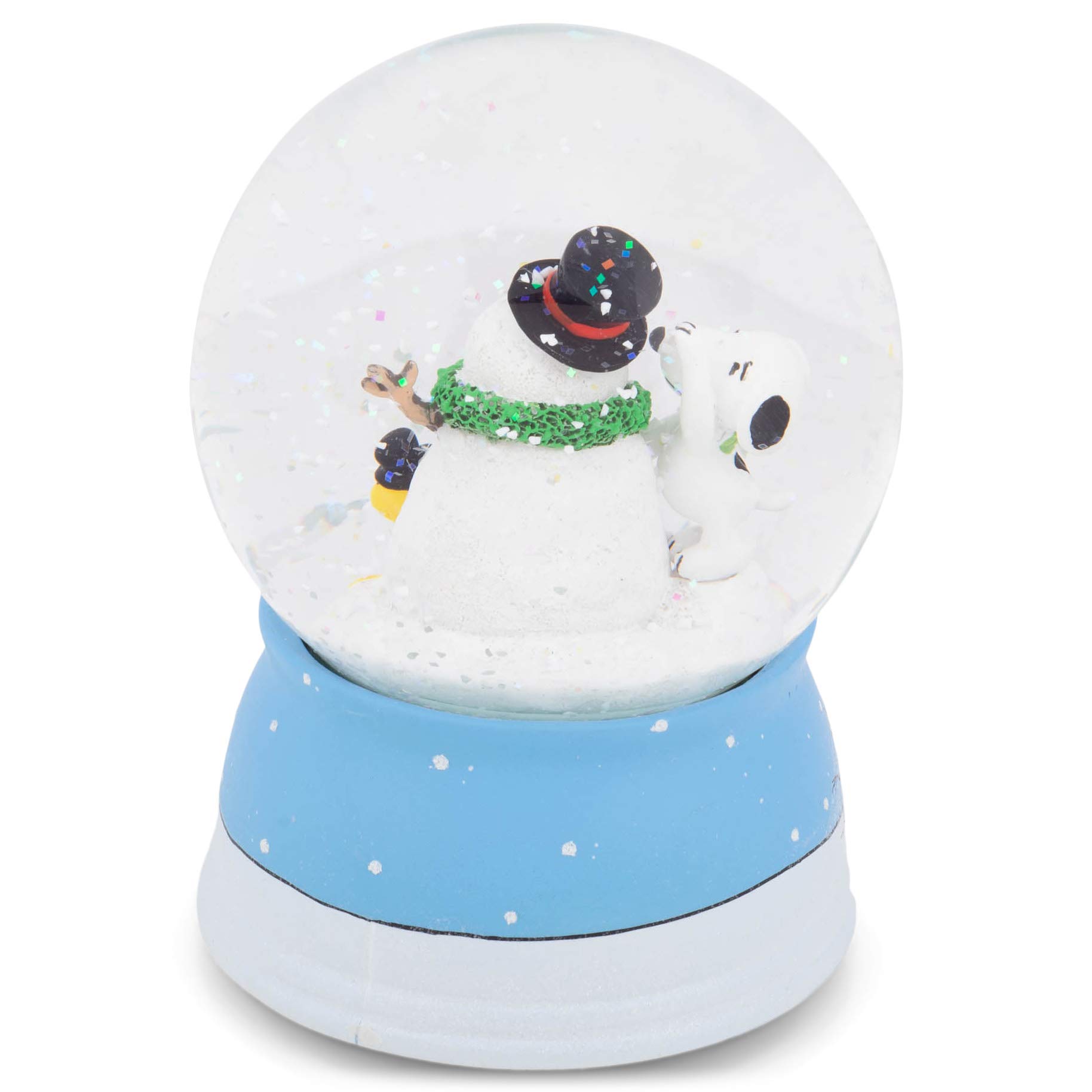 Roman Snoopy and Woodstock with Snowman Musical Snowdome 5.5 Inch Multicolor