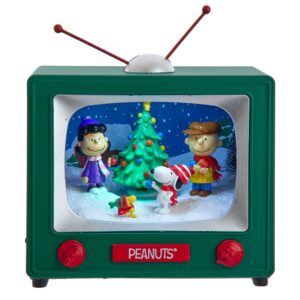 peanuts kurt adler 6-inch battery operated outdoor scene musical tv table piece, multicolor