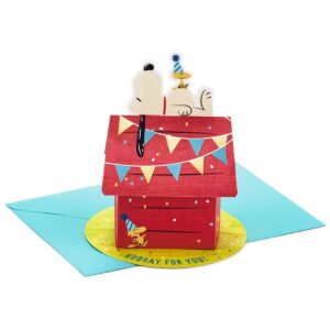 hallmark paper wonder peanuts pop up birthday card (snoopy dog house)