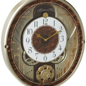 SEIKO Melodies In Motion Wall Clock Wall Clock, Golden French Horns