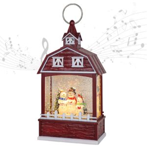 dromance christmas music snow globe lantern with 6 hour timer, usb powered battery operated lighted water singing snow globe holiday women children gift(snowman, 5 x 3.1 x 11.1 inches)