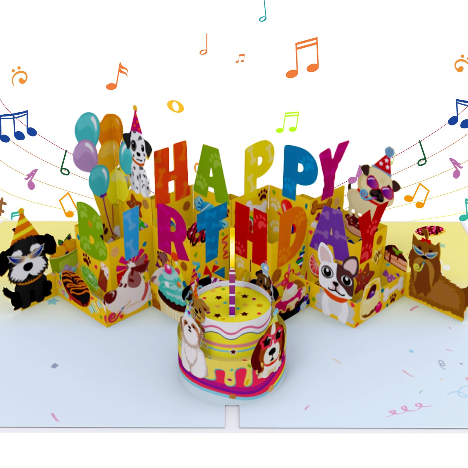 Ecloverlife Birthday Cards for Boys, Pop Up Blowable Musical Birthday Card with Lights for 3/4/5/6/7/8 Year Old Boys (Dogs)