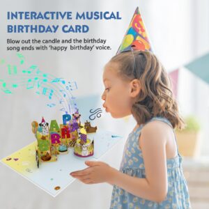 Ecloverlife Birthday Cards for Boys, Pop Up Blowable Musical Birthday Card with Lights for 3/4/5/6/7/8 Year Old Boys (Dogs)