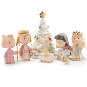 lenox peanuts 7-piece christmas pageant figurines, multicolor