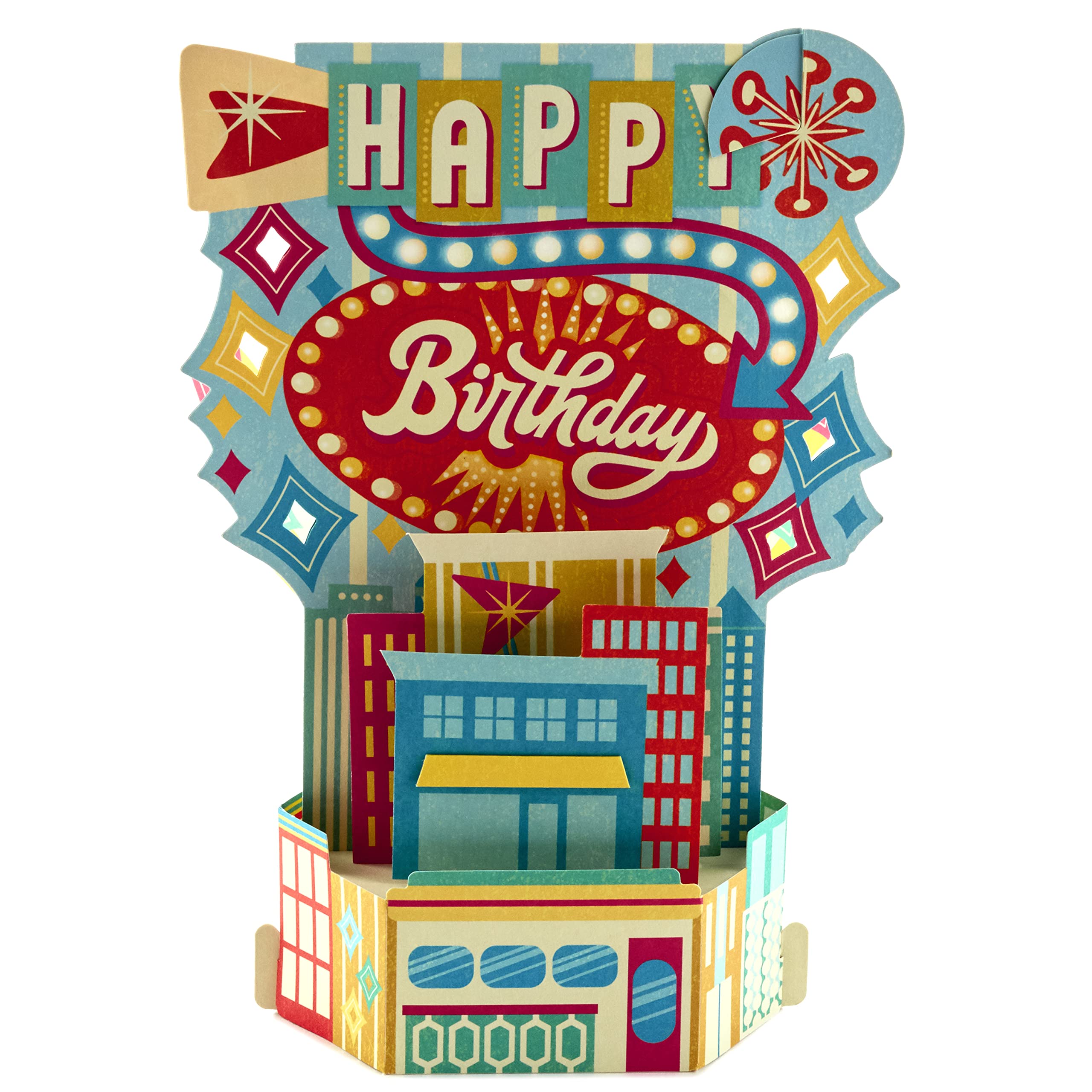 Hallmark Paper Wonder Musical Pop Up Birthday Card with Lights (Marquee, Plays Celebration)