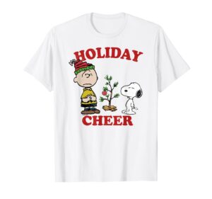 peanuts snoopy and charlie holiday cheer t-shirt