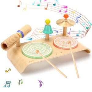 wingyz kids drum set, baby musical instruments toys for toddlers , 6 in 1 wooden musical table top drum kit play set, educational percussion drum sensory toys montessori toys for kids