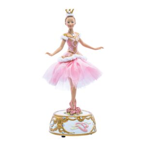 kurt adler t2274 10" pink ballerina figure with musical base