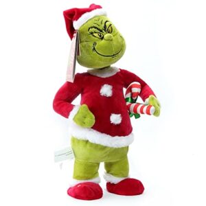 grinch grinch santa dr. seuss christmas animated happy shuffle-grinch with candy cane 12''