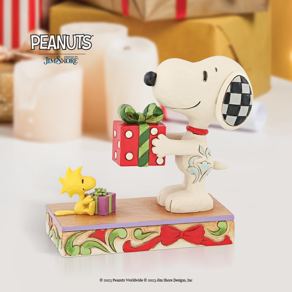 Enesco Jim Shore Peanuts Snoopy and Woodstock with Gift Figurine