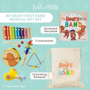 Tickle & Main My Beary First Band Musical Instruments Gift Set, Includes Storybook and Wooden Percussion Toys for Toddler Girls and Boys