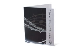 black and gray sheet music folder for band and orchestra