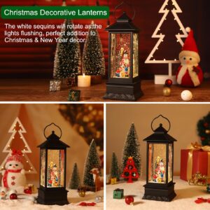 Snow Globes Christmas Lantern, Christmas Decorations Musical Snow Globe Lantern, LED Lighted USB or Battery Operated Spinning Water Glitters Lighted Singing Lantern Christmas Home Decor and Xmas Gift