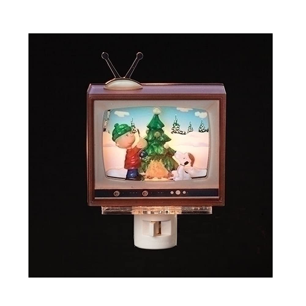 Roman Peanuts TV Christmas Tree Decorating Night Light 5 Inch