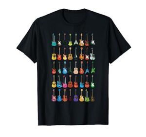 love guitar different guitars music lover funny gift t-shirt