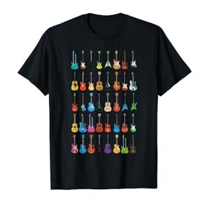 Love Guitar Different Guitars Music Lover Funny Gift T-Shirt