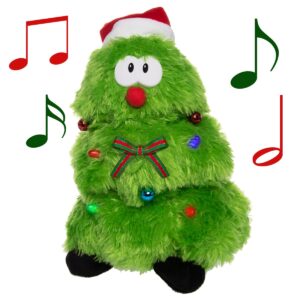 simply genius singing dancing christmas tree: animated christmas character, 12” stuffed animal plush christmas tree with music and lights, sings and dances to “rockin’ around the christmas tree”