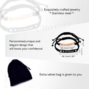 Uloveido Stainless His Crazy and Her Weirdo Bracelet Set, Matching Relationship ID Couple Bracelets for Him Her (Crazy Weirdo)