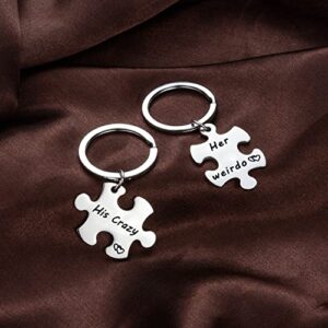 YEEQIN 2PCs His Crazy Her Weirdo Couples Keychains Set, Gifts for Couples Sweethearts Personalized Couples Jewelry, Gift for Boyfriend Girlfriend Lovers